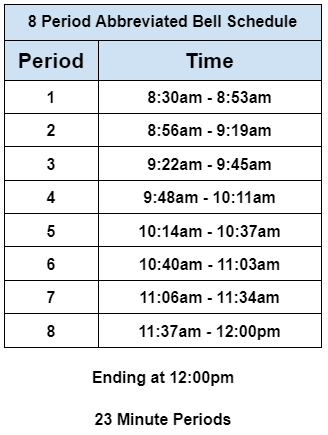 Abbreviated Half Day Schedule (10/19/22) | Albert Leonard Middle School