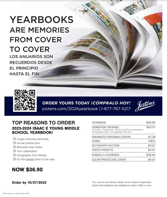 Order Your Yearbook! | Isaac E. Young Middle School